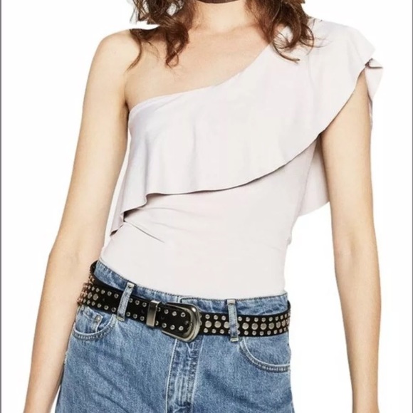 Zara | Tops | Zara One Shoulder Asymmetrical Ruffle Bodysuit Leotard ...